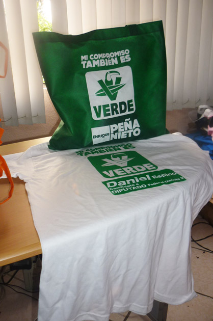 paquete playeras y bolsas partido verde | Bolsas Ecológicas México
